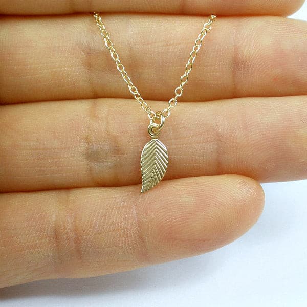 Small Leaf Necklace | Simple Minimalist Jewelry | 14k Gold Filled ...
